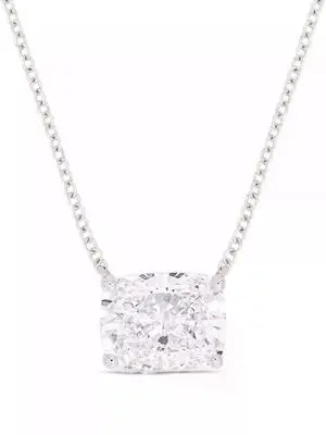TILLA 14k White Gold 3.0 Carat Diamond Solitaire Necklace - Silver