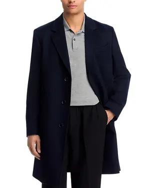 BOSS Jared Wool & Cashmere Regular Fit Topcoat - Dark Blue