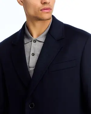 BOSS Jared Wool & Cashmere Regular Fit Topcoat - Dark Blue