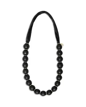 Max Mara Fachiro Leather Maxi Ball Necklace - Black