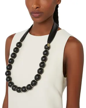 Max Mara Fachiro Leather Maxi Ball Necklace