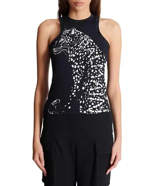 Balmain Leopard Print Tank Top