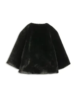 Echo Collarless Faux Fur Jacket - Black
