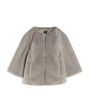 Echo Collarless Faux Fur Jacket