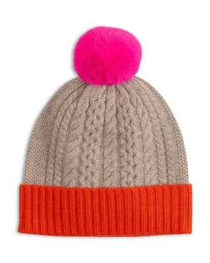 Echo Color Block Cable Knit Beanie - Pebble
