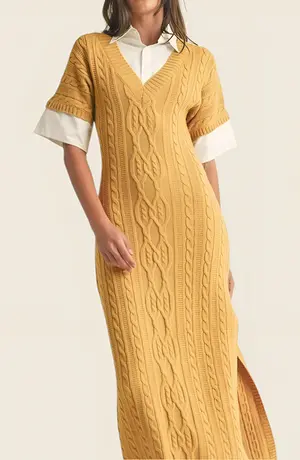 MODENAIRE Cable-knit Maxi Dress With Slit