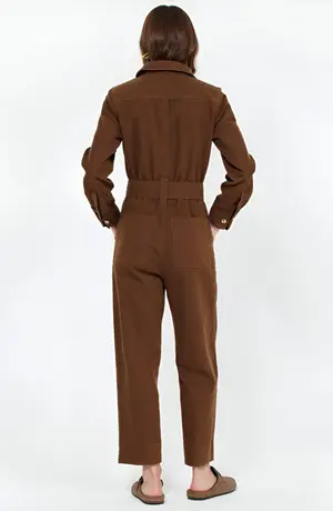 MODENAIRE Ribbed Long-sleeve Jumpsuit With Patch Pockets