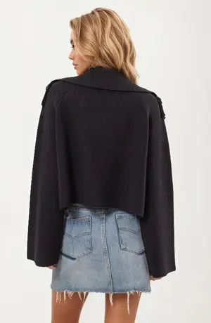 KNIT & LOUNGE Double-breasted Cropped Knit Jacket