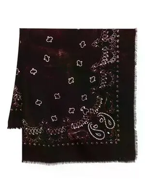 Destin Frayed-trim Scarf - Red