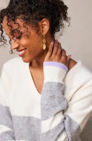 Karen Kane Striped V-neck Pullover Sweater