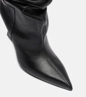 Balmain 95 Leather Wedge Over-the-knee Boots