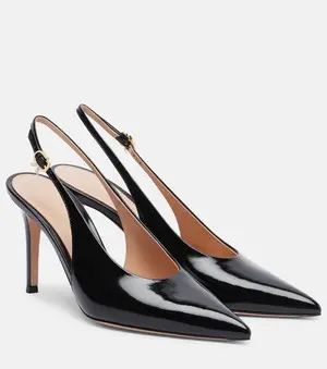 GIANVITO ROSSI Robbie 85 Leather Slingback Pumps - Black