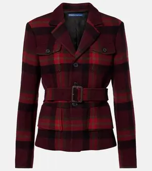Polo Ralph Lauren Plaid Wool-blend Tweed Blazer - Red