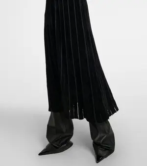 Blumarine Shearling-trimmed Striped Cardigan