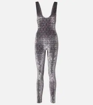 Gucci Gg Crystal Velvet Jumpsuit - Grey