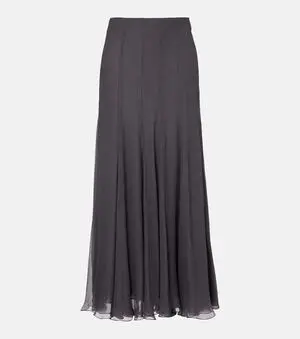 Chloé Paneled High-rise Silk Muslin Maxi Skirt - Grey