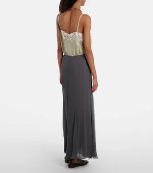 Chloé Paneled High-rise Silk Muslin Maxi Skirt - Grey