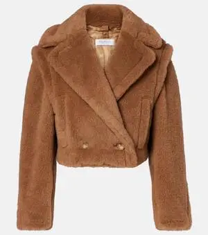 Max Mara Santos Cropped Camel Hair And Silk Jacket - Brown