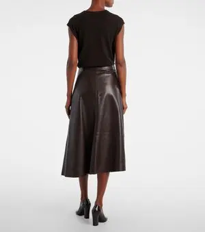 THE ROW Hedora Leather Midi Skirt