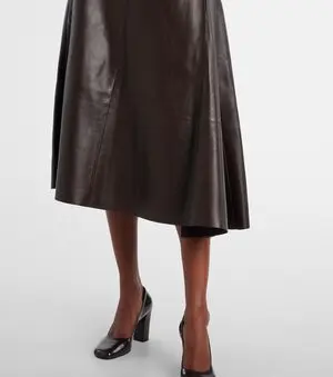 THE ROW Hedora Leather Midi Skirt