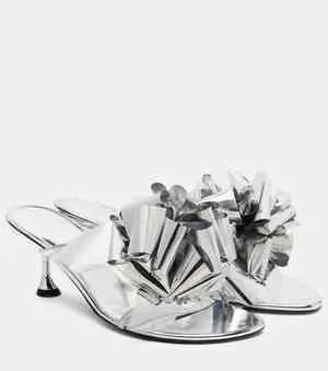Proenza Schouler Mirrored Leather Mules - Silver
