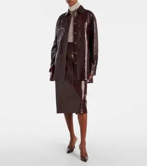 Sportmax Borel Leather Overshirt - Burgundy