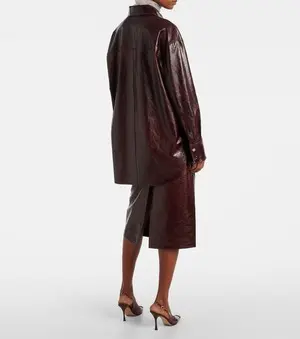 Sportmax Borel Leather Overshirt - Burgundy