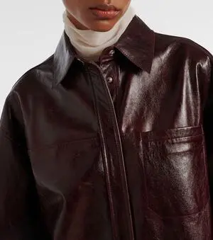 Sportmax Borel Leather Overshirt - Burgundy