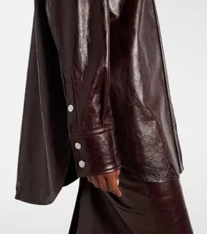 Sportmax Borel Leather Overshirt - Burgundy