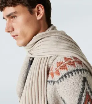 Brunello Cucinelli Ribbed-knit Cashmere Scarf - Beige