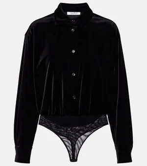Max Mara Cotton Velvet Bodysuit - Black
