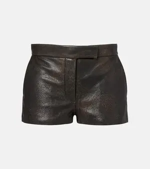 Alex Perry Low-rise Leather Micro Shorts
