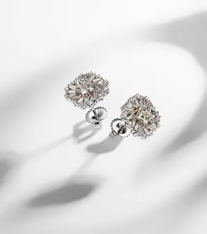 SUZANNE KALAN Princess Burst 18kt White Gold Stud Earrings With Diamonds