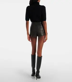 Alex Perry Low-rise Leather Micro Shorts