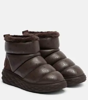 JIMMY CHOO Shearling-lined Leather Snow Boots - Brown