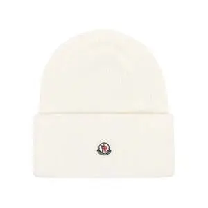 Moncler Ribbed Knit Beanie - White