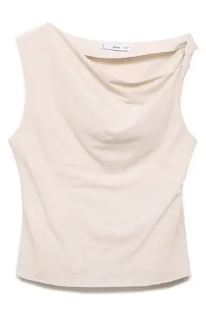 Mango Asymmetric Draped Top - Ecru