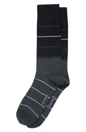 Cole Haan Striped Dress Socks - Black/grey