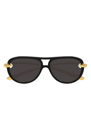 Bottega Veneta 58mm Pilot Sunglasses Black
