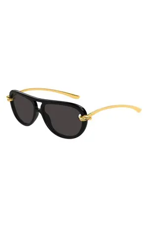 Bottega Veneta 58mm Pilot Sunglasses - Black