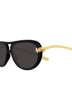 Bottega Veneta 58mm Pilot Sunglasses - Black