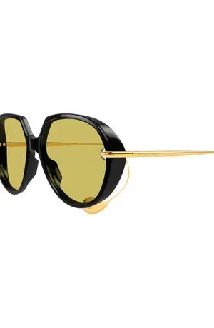 Bottega Veneta 60mm Round Frame Sunglasses - Black