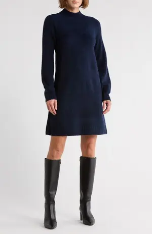Halogen Mock Neck Long Sleeve Sweater Dress