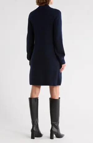 Halogen Mock Neck Long Sleeve Sweater Dress