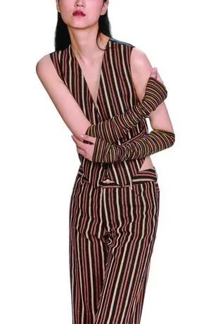 Anna Sui Pinstripe Sleeveless Vest