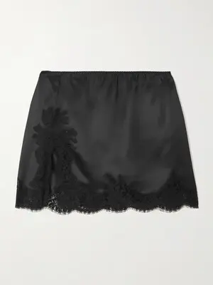 Satin Mini Skirts with Lace Trim