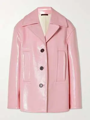 Gucci Oversized Crinkled Patent-leather Coat - Baby Pink