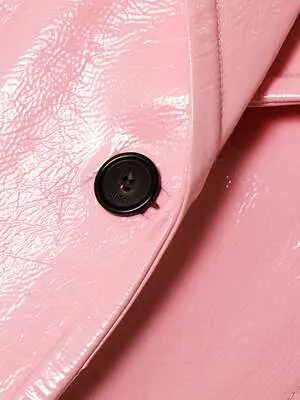 Gucci Oversized Crinkled Patent-leather Coat - Baby Pink