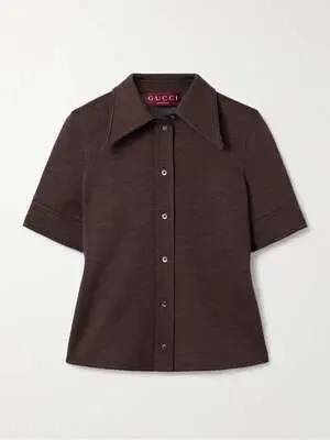 Gucci Wool-blend Jersey Shirt - Dark Brown