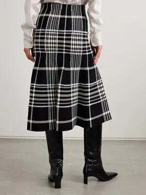 Brandon Maxwell The Rory Checked Jacquard-knit Midi Skirt